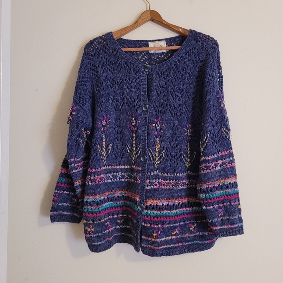Express Tricot | Sweaters | Vintage Express By Tricot Hand Knit Floral ...